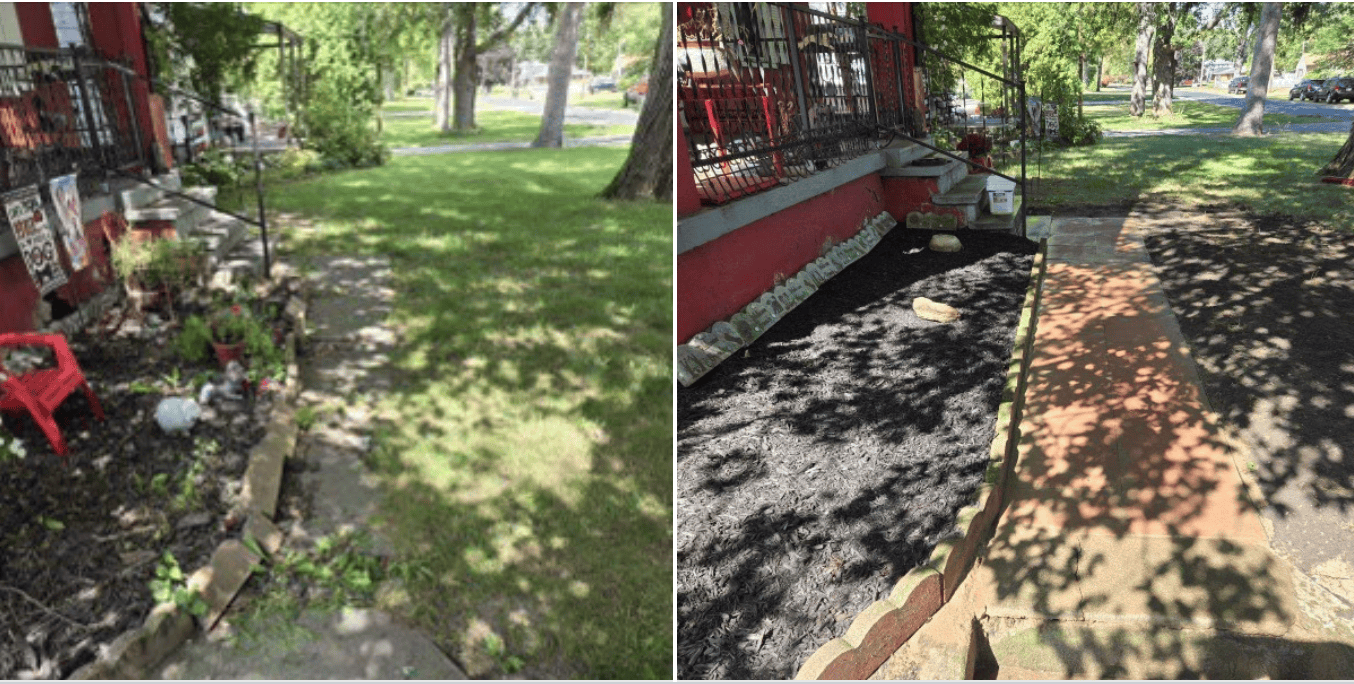 Widen Walkway with New Pavers. Clean Up Flower Bed, Reset Edging and ...